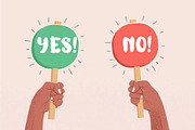 Yes and No caption. Choice concept., an Illustration by Crafter