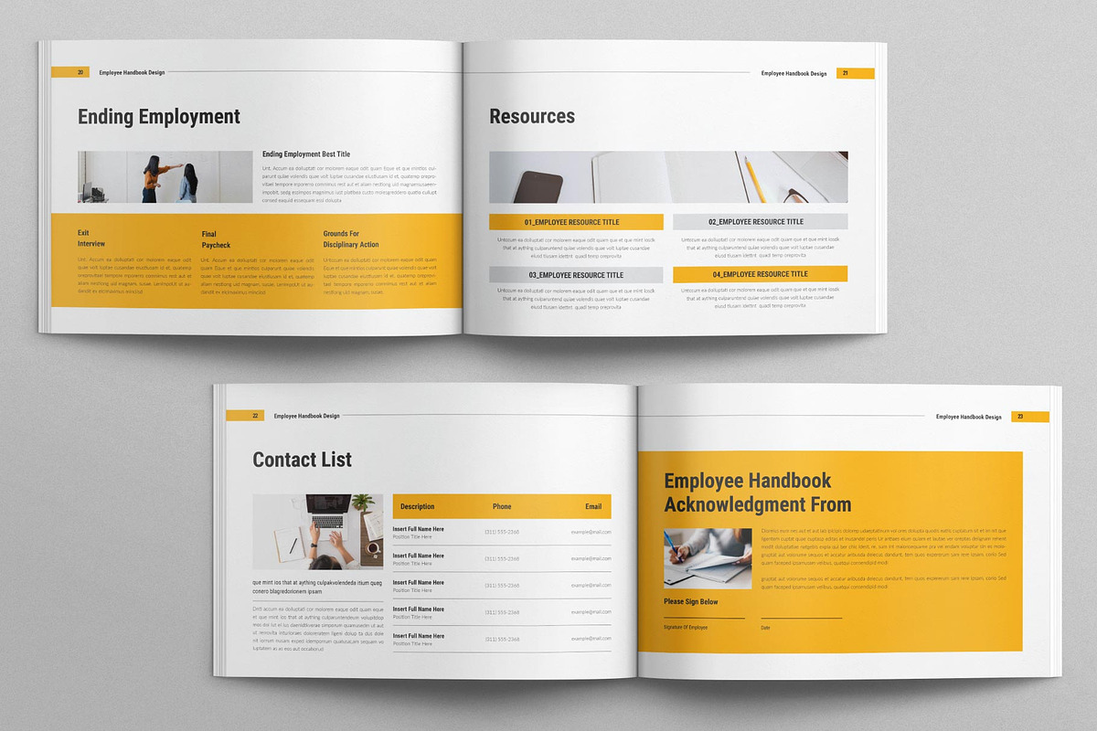 Employee Handbook Landscape Template, a Brochure Template by E-Type
