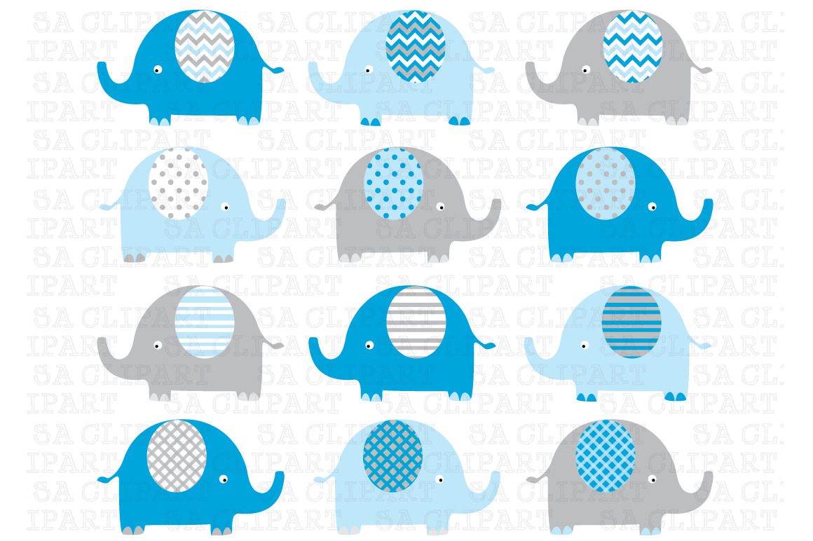 Blue Grey Elephant ClipArt, an Illustration by SA ClipArt