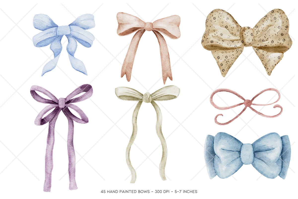 Watercolor Bows Clipart Cottagecore, a Graphic by Murphy & Frank