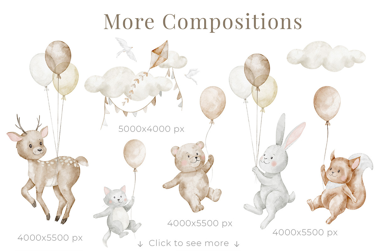 Balloon Animals Watercolor Nursery, an Illustration by Alisles