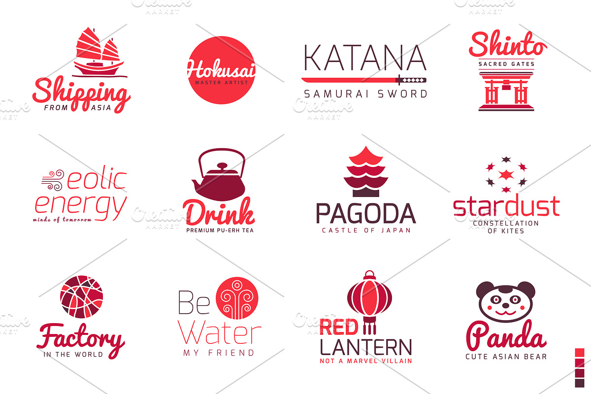 Asia Flat Logo Bundle, a Branding & Logo Template by ToonPlanet Vector ...