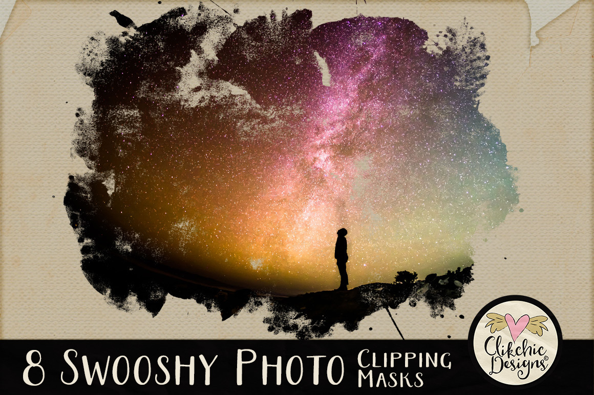 Swooshy Painted Photo Clipping Masks, a Shape Add-On by Clikchic Designs