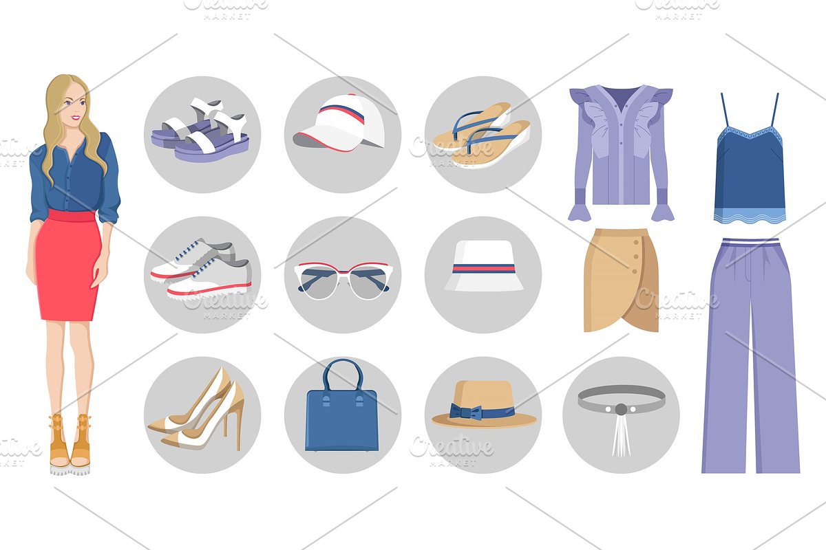 Woman Collection of Clothes Vector, an Object Graphic by robuart