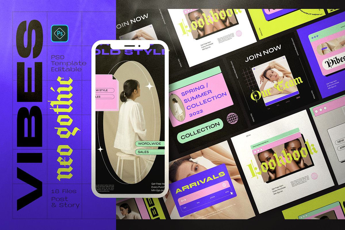 VIBES - Neo Geo Brand Instagram, a Social Media Template by Dirtytemp ...