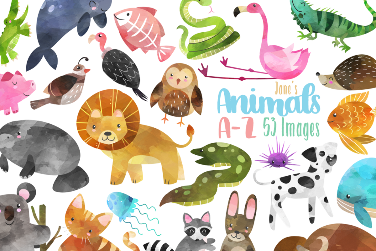 Watercolor Animal Alphabet Clipart, an Animal Illustration by DigitalArtsi