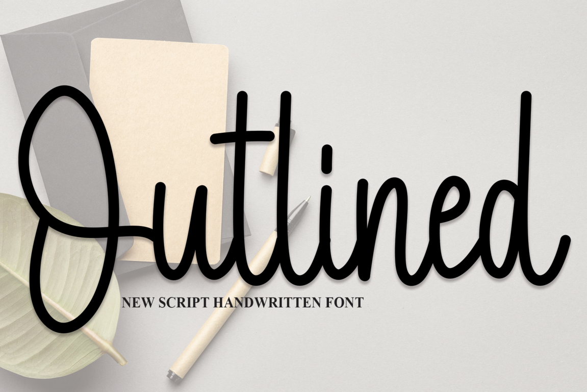 Outlined | Script Font, a Script Font by Scratchones