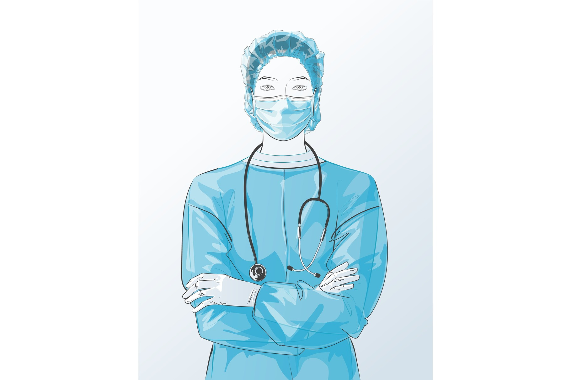 Portrait of Doctor with face mask, a Healthcare Illustration by ...