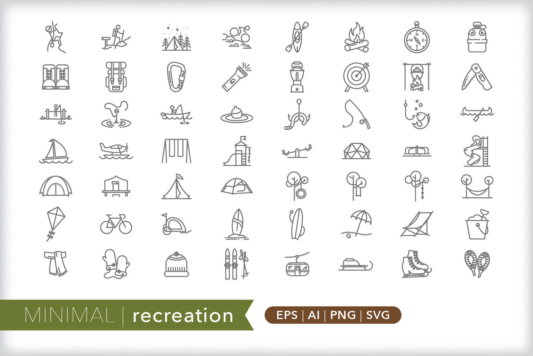 Minimal recreation icons, an Outline Icon by Picture Window