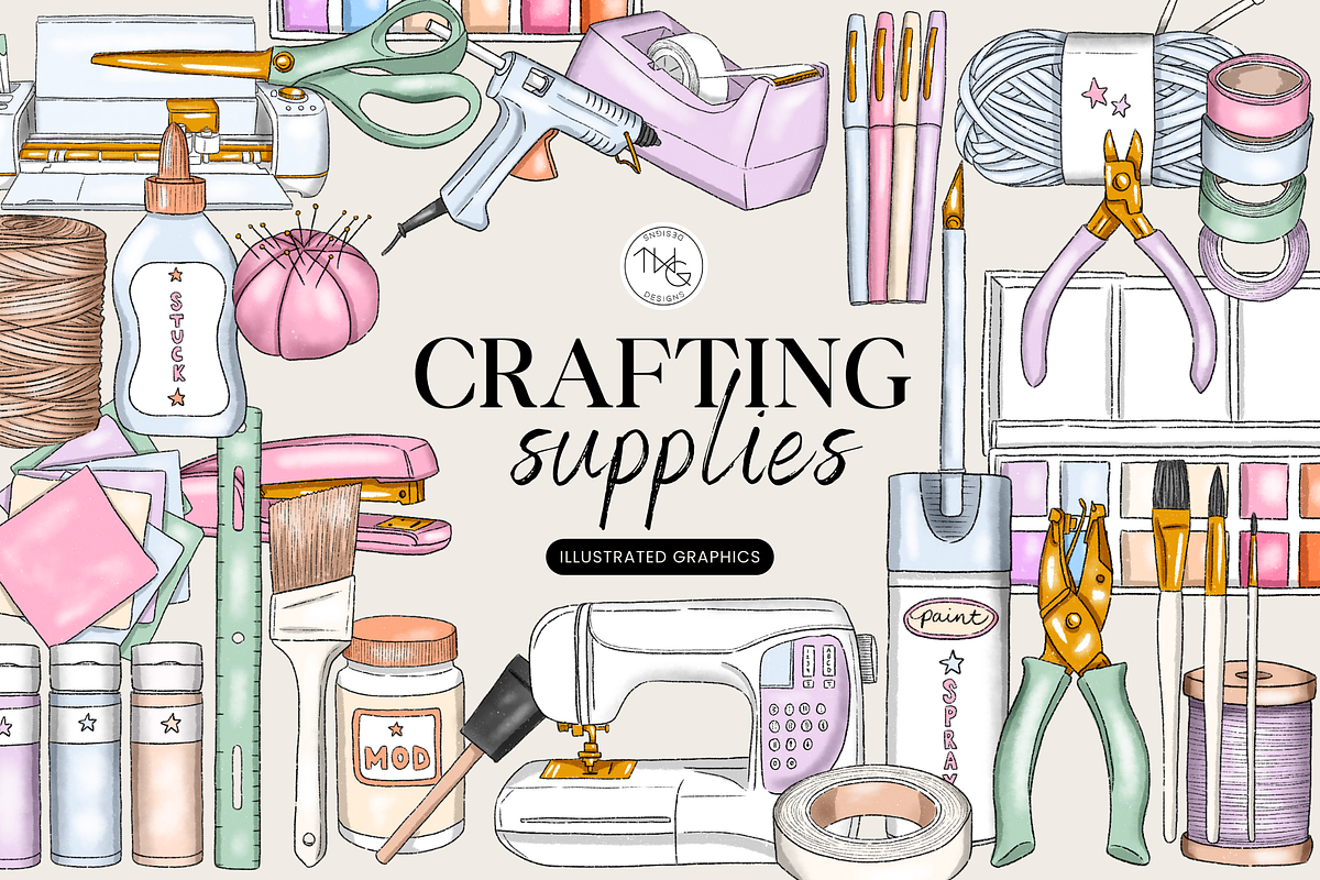 Craft Art Supplies Clip Art Elements, an Education Illustration by TWG ...