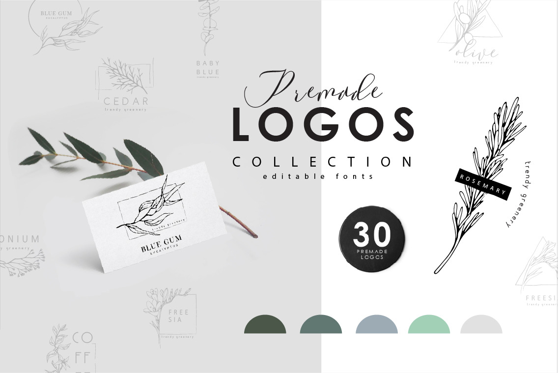 30 Trendy Floral Premade Logos, a Branding & Logo Template by Merfin