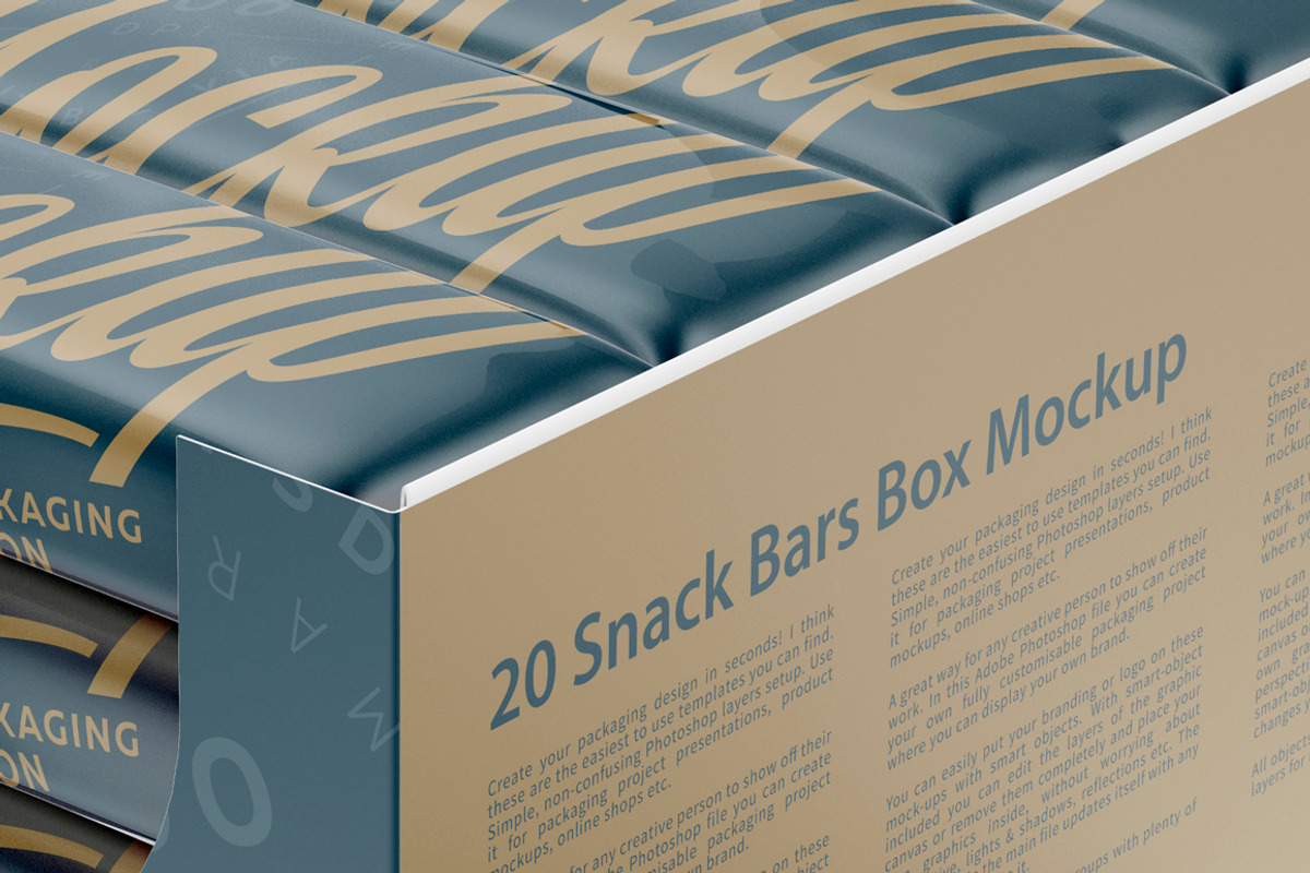 20 Snack Bars Display Box Mockup, a Packaging Mockup by Reformer Mockup