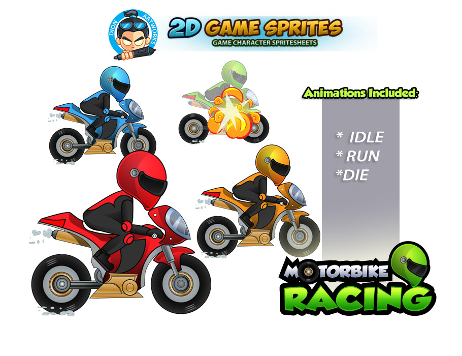 Racing Motorbike Game Sprites, an Illustration by DionArtworks ...