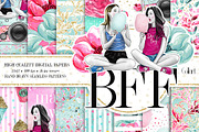 Best Friends Digital Papers, BFF, a Pattern Graphic by Collart Studio