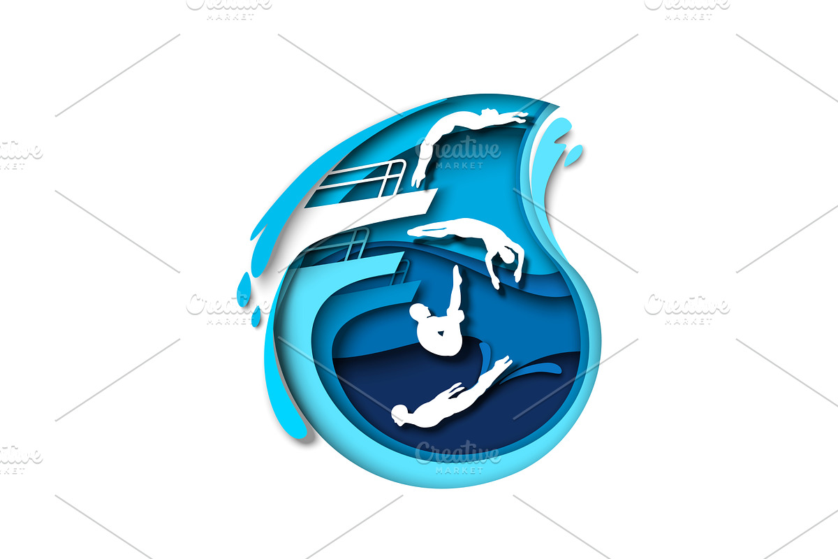 Springboard and platform diving, a Person Illustration by Siberian Art ...