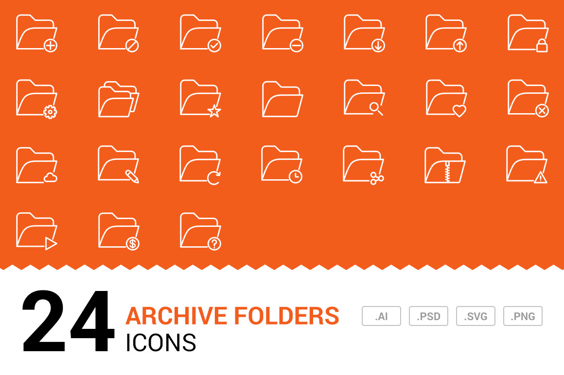 Archive Folders - Vector Line Icons, an Outline Icon by atifarshad