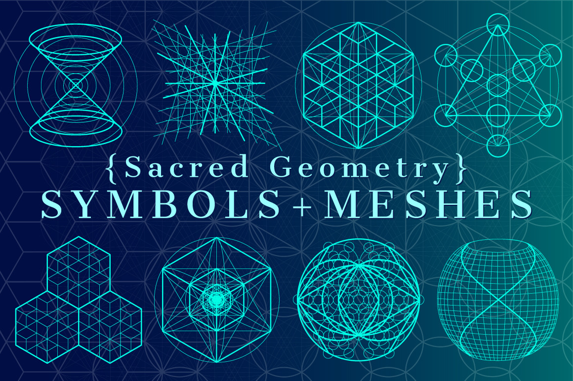 {Sacred Geometry} Symbols + Meshes, an Object Graphic by ekaart