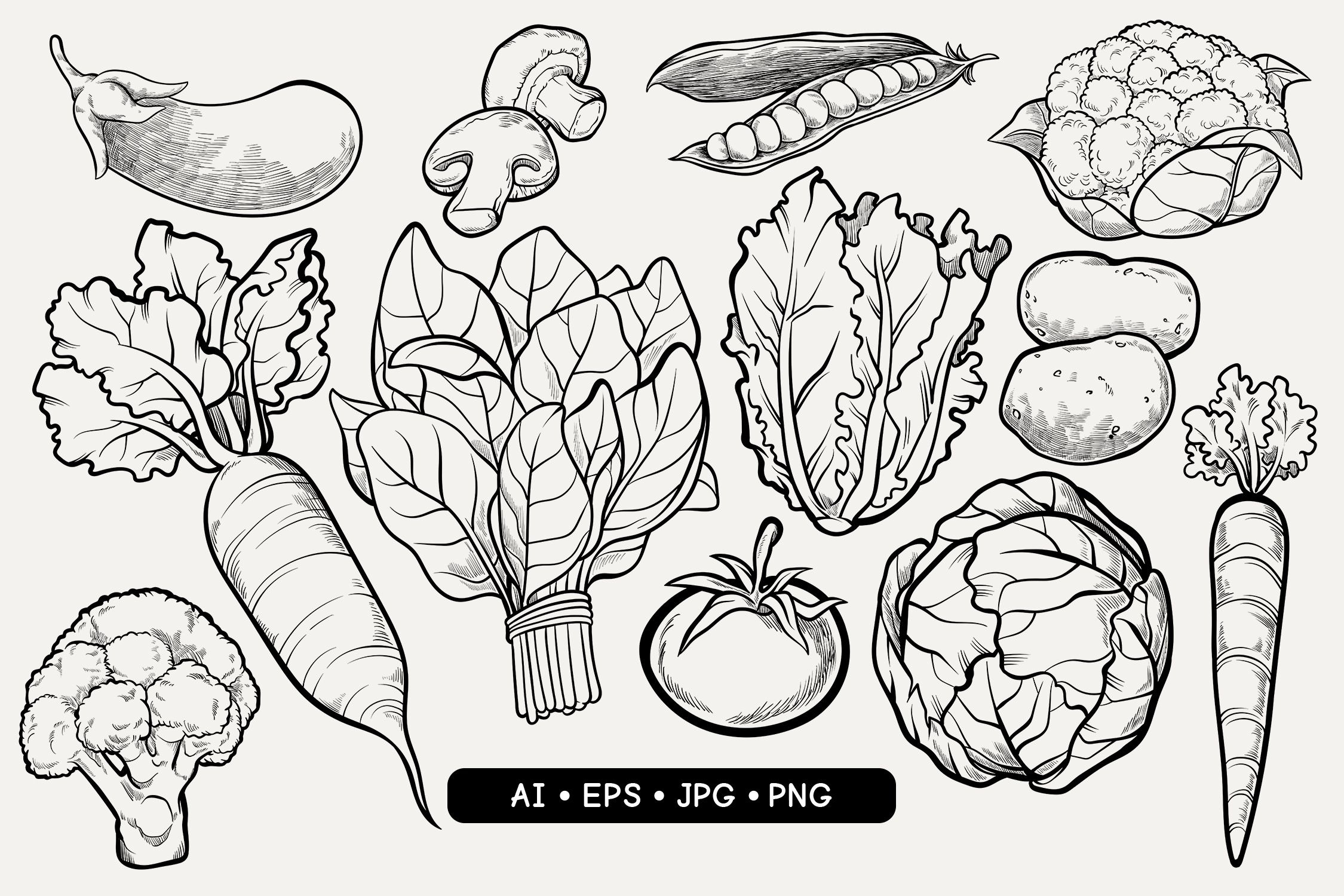 Hand Drawn Vegetables, a Food Illustration by SLAB! Design | Creative ...
