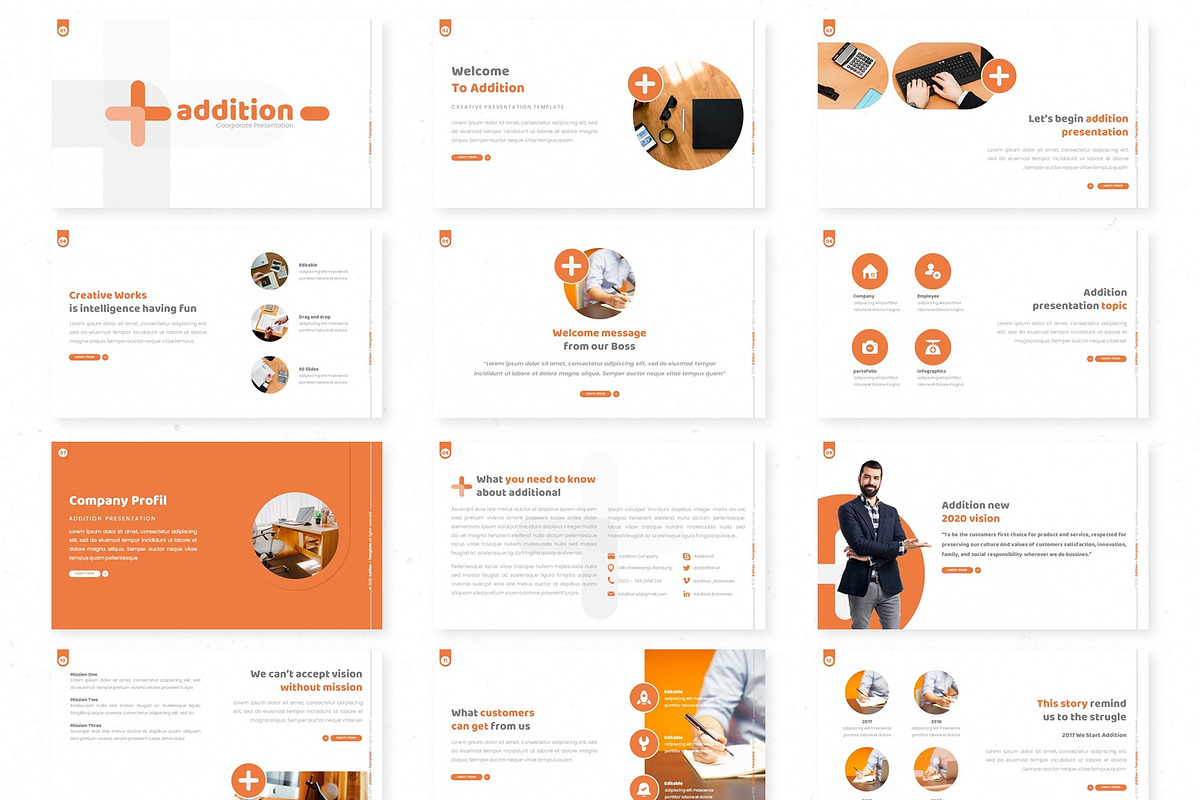Addition - Google Slides Template, a Presentation Template by inspirasign