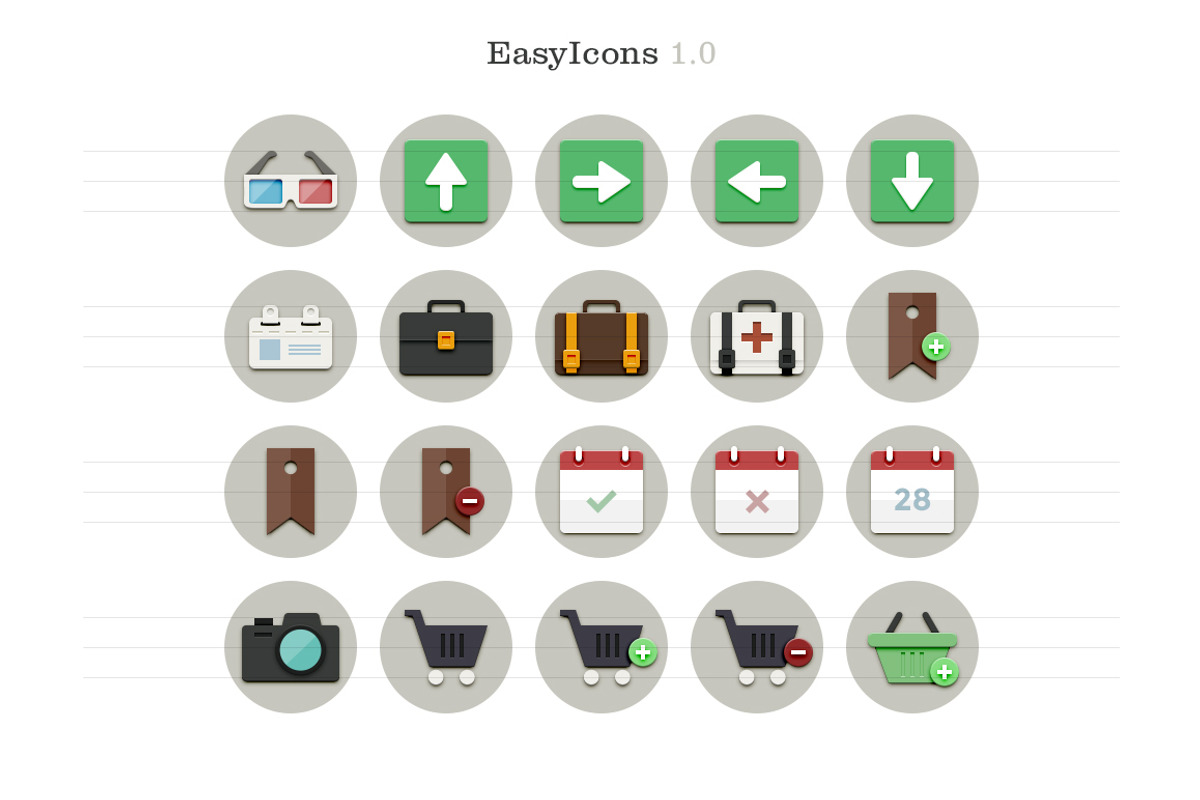 EasyIcons 1.0 - Flat Vector Icons, an Icon by Medialoot