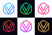 V letter linear logo icon emblem, a Branding & Logo Template by craftlove