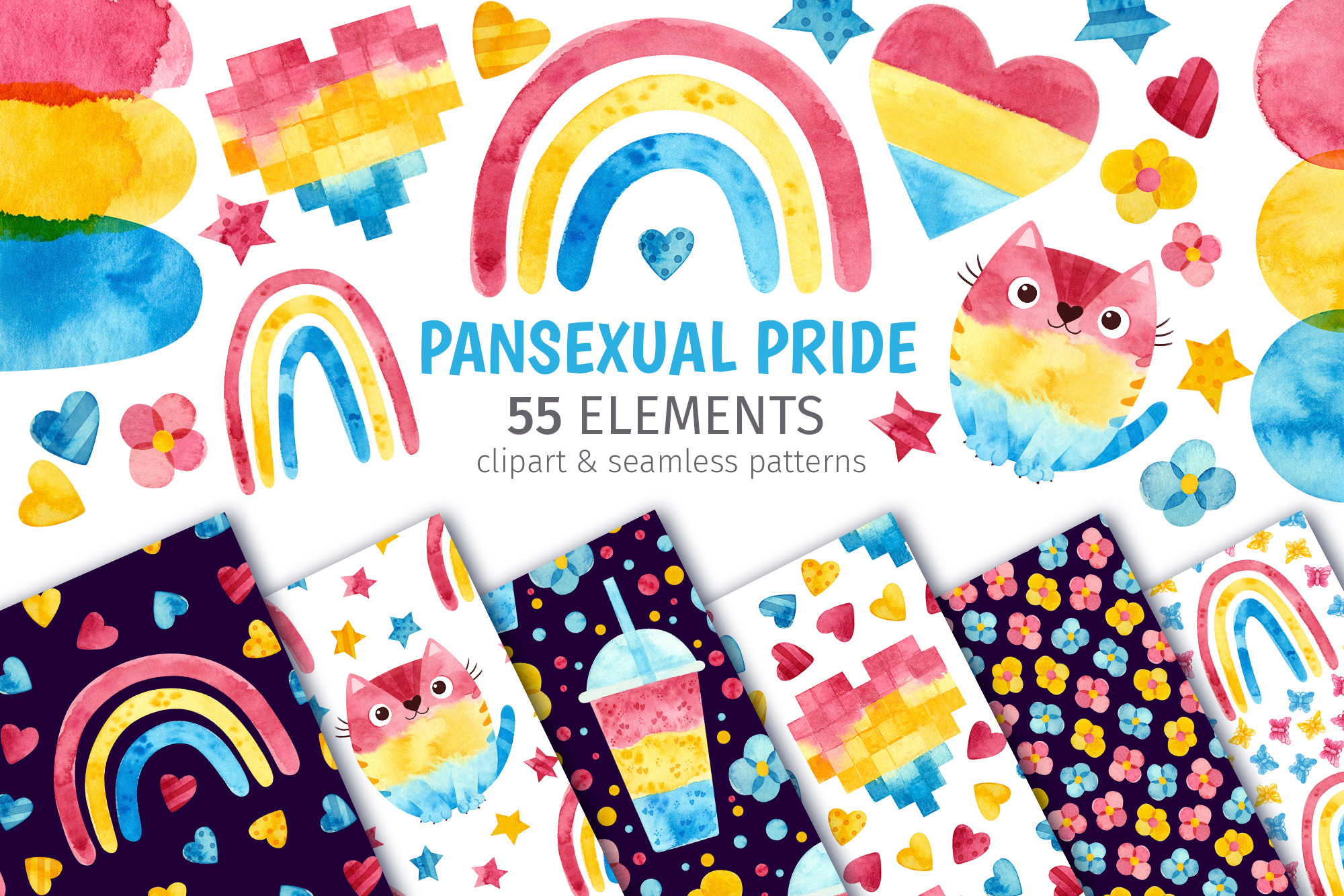 Pansexual pride clipart & patterns | Creative Market