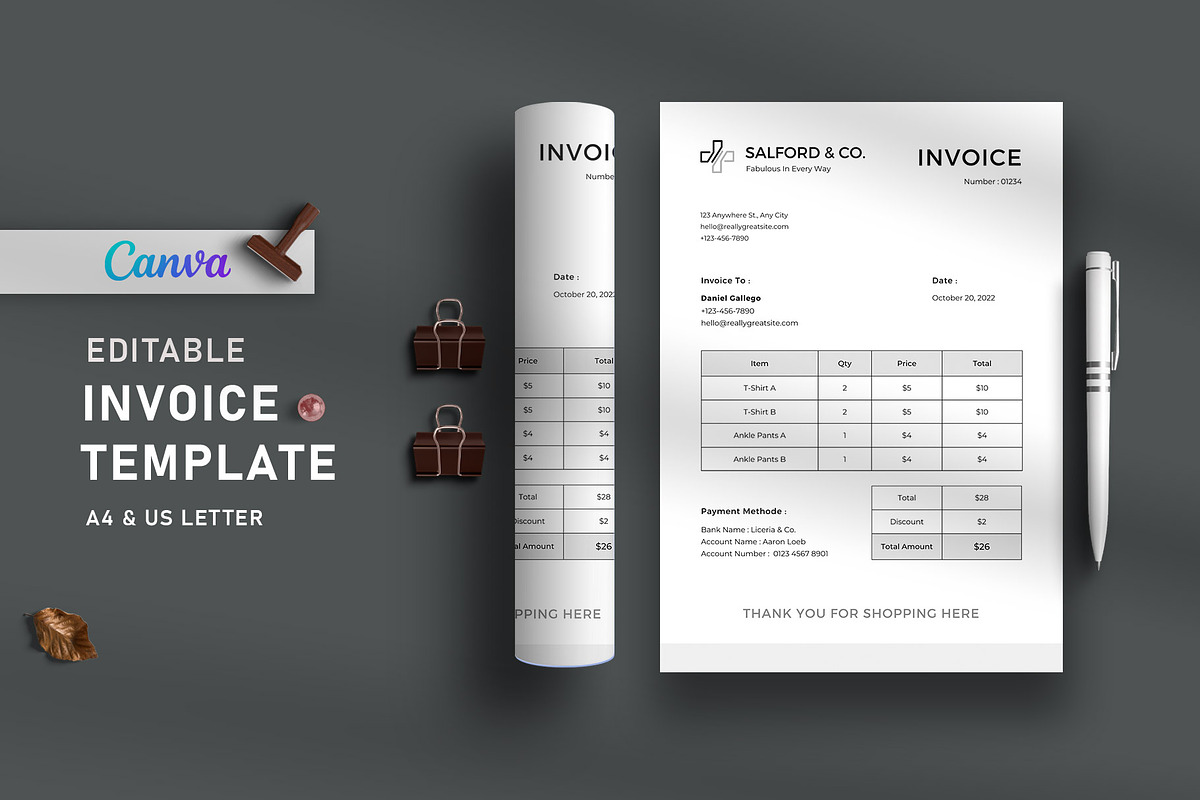Invoice Template, a Stationery Template by Design Zone | Creative Market