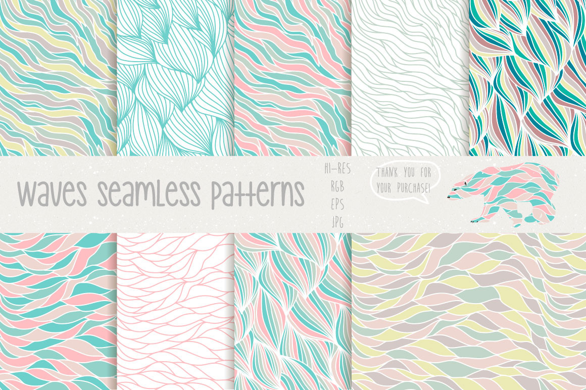 Waves Seamless Patterns, a Pattern Graphic by Julia Dreams