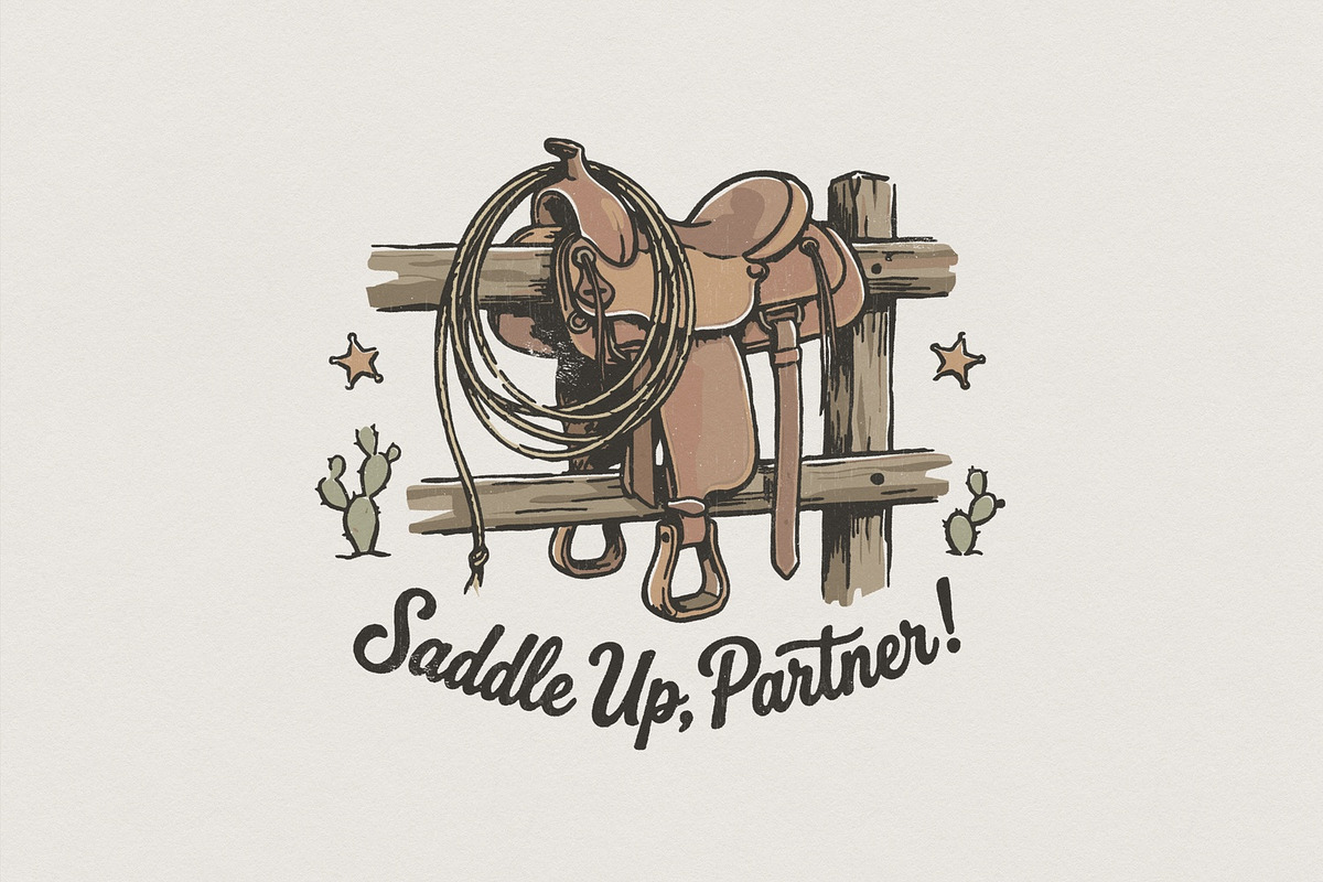 Saddle Up Partner PNG, Western, an Illustration by SharpMarketplace