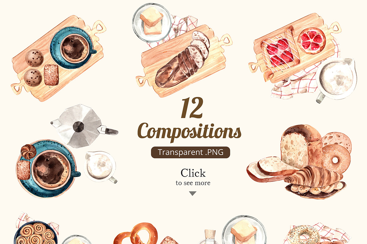 Bakery no.02 Baking Watercolor, a Food Illustration by CreativeValuation