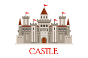 Gray medieval castle with turrets, a Background Graphic by Vector Tradition