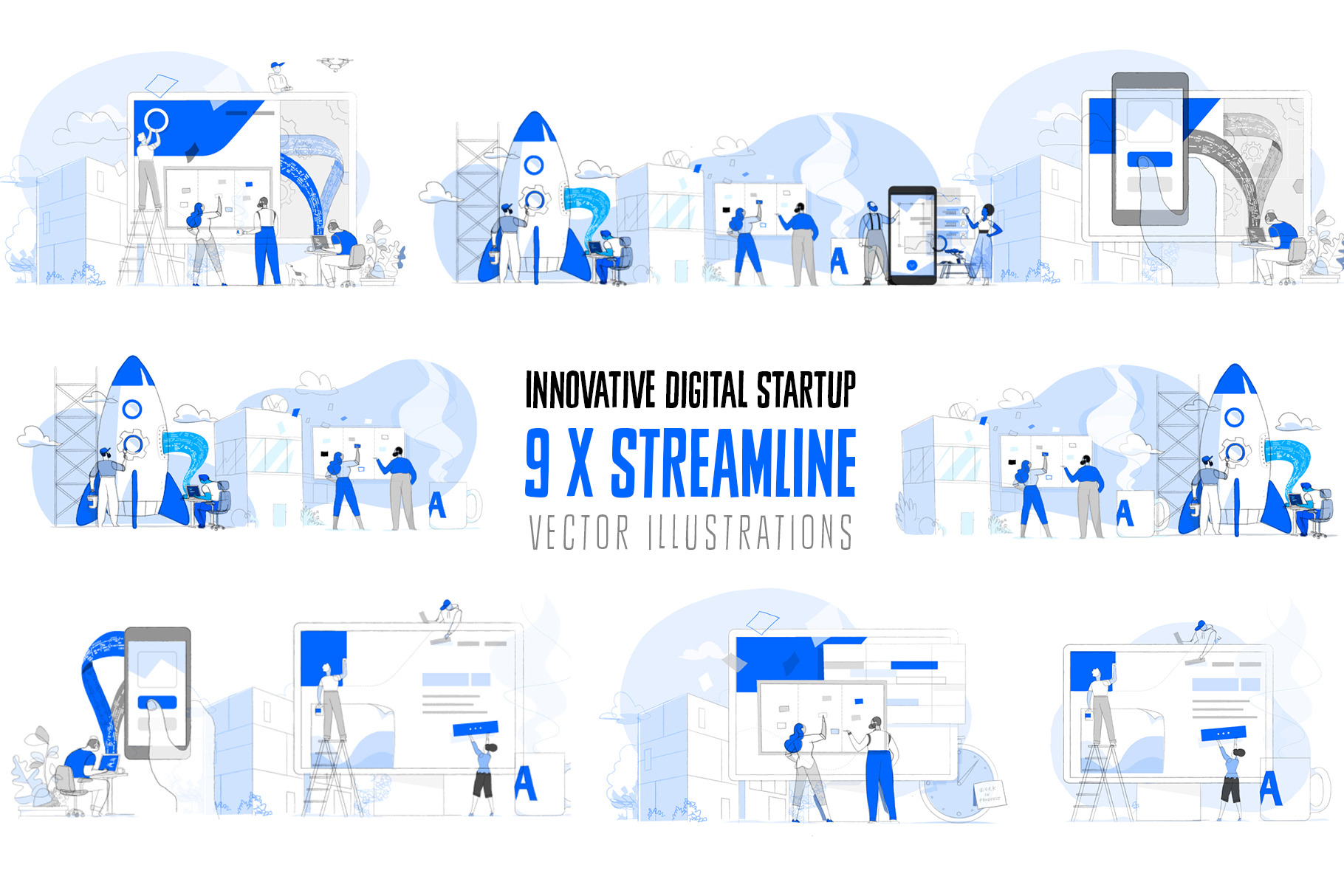 Innovative Digital Startup, a Technology Illustration by Hurcastock!