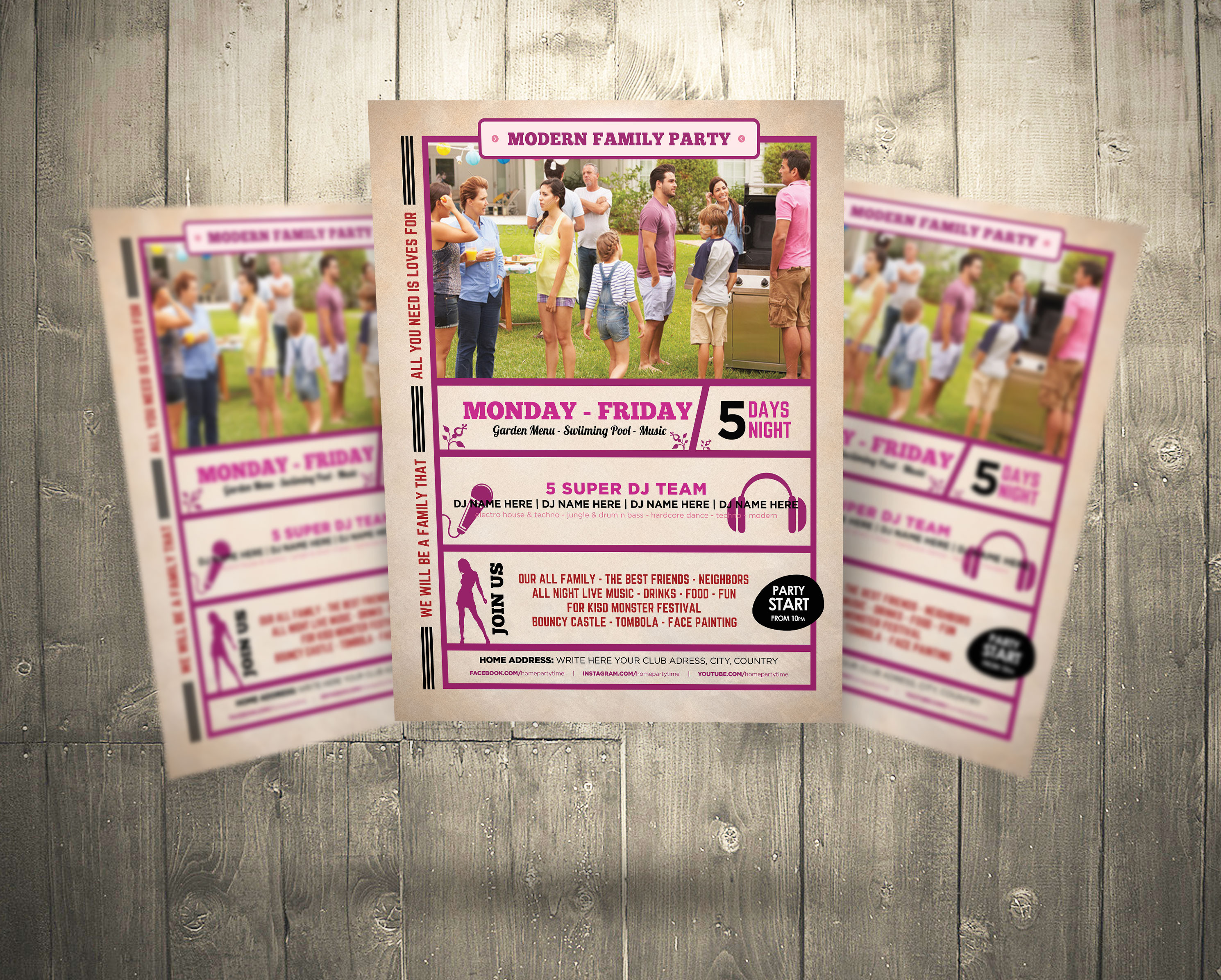 Family Party Flyer colors, a Flyer Template by Star Graphic Design