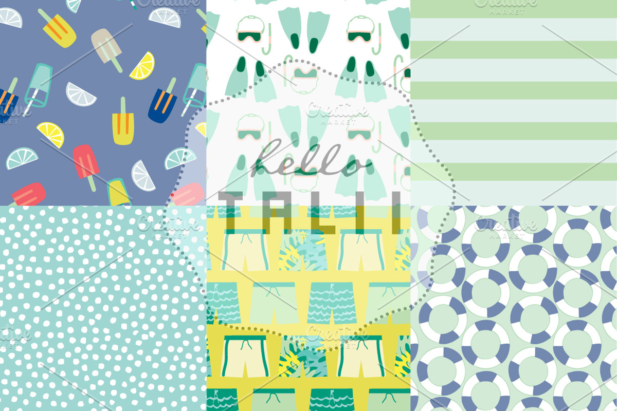 Boys Pool Party Digital Paper, a Pattern Graphic by Hello Talii