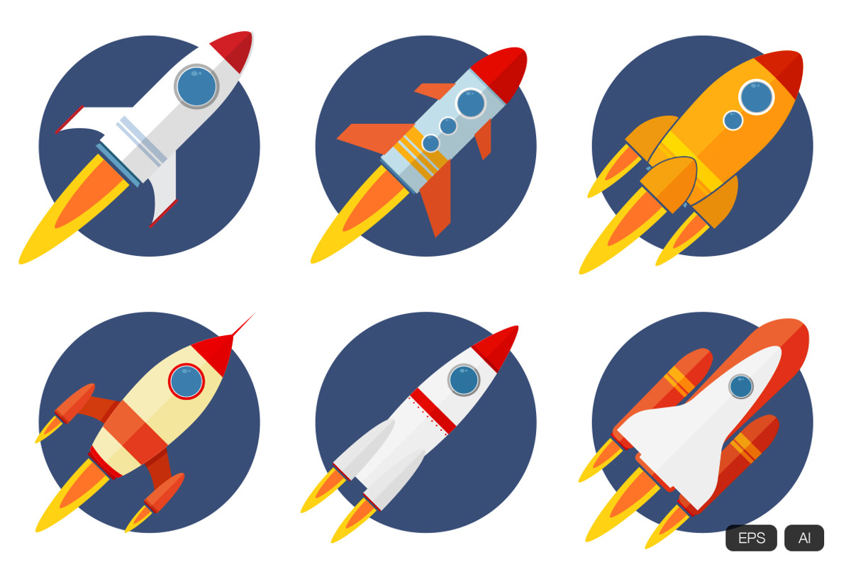 Vector Rocket with Flat Design, an Illustration by vintagio