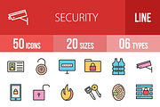 50 Security Line Filled Icons, an Outline Icon by IconBunny