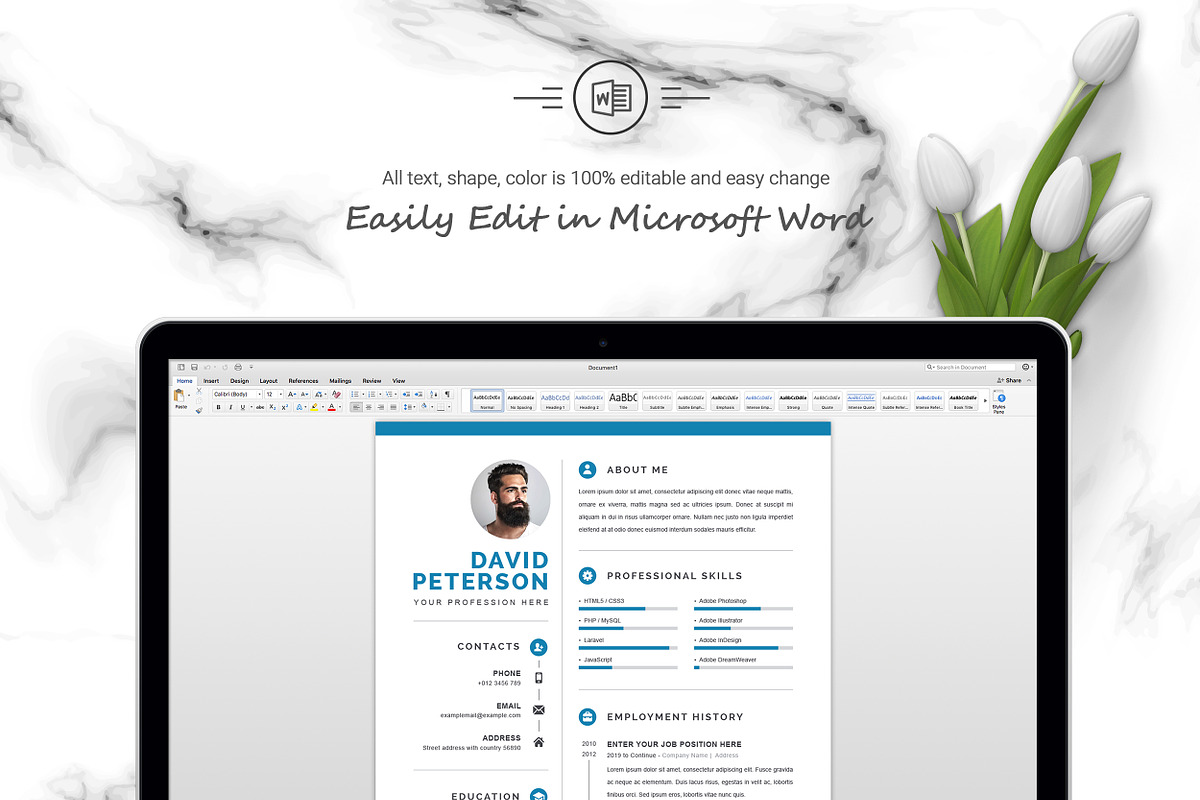 Clean Resume / CV Template-MS Word, a Resume Template by ResumeInventor