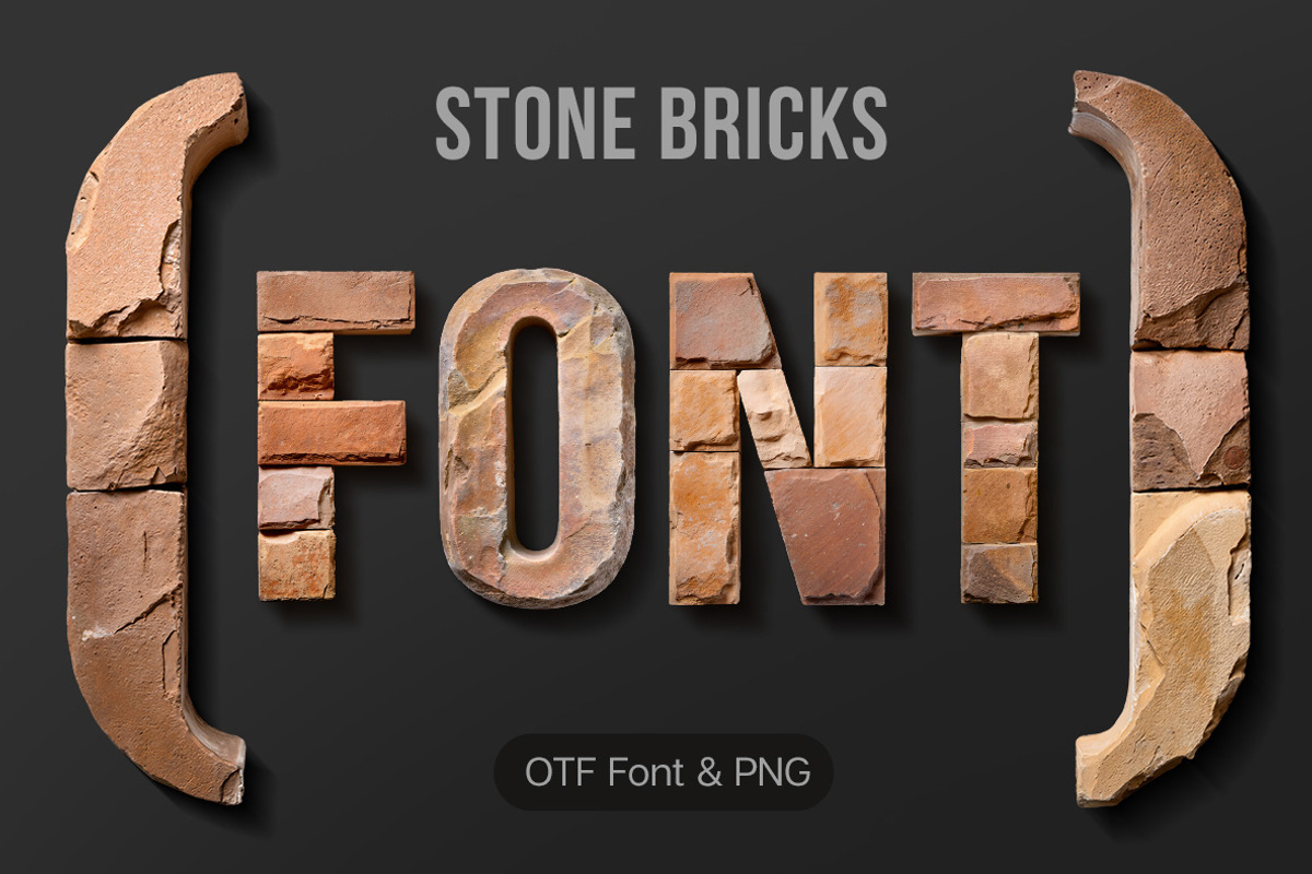 Stone Bricks Font, a Sans Serif Font by Handmadefont