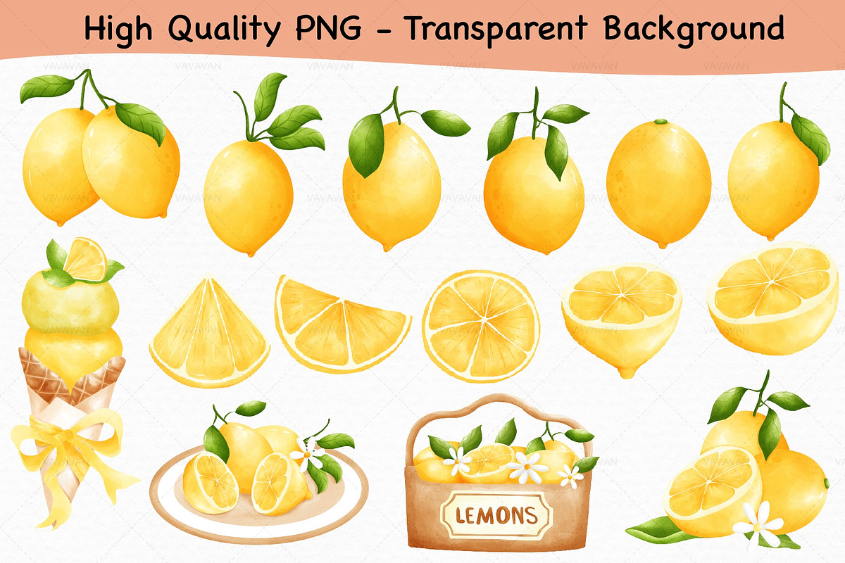Lemon clipart, a Food Illustration by Vavavan Artwork
