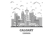 Outline Calgary Canada City Skyline, a Person Illustration by Booblgum
