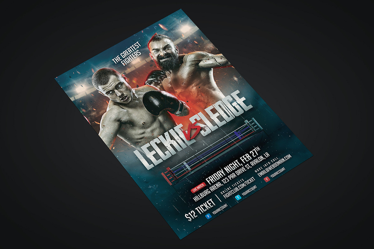 Boxing Flyer Template, a Flyer Template by Bornx Design | Creative Market