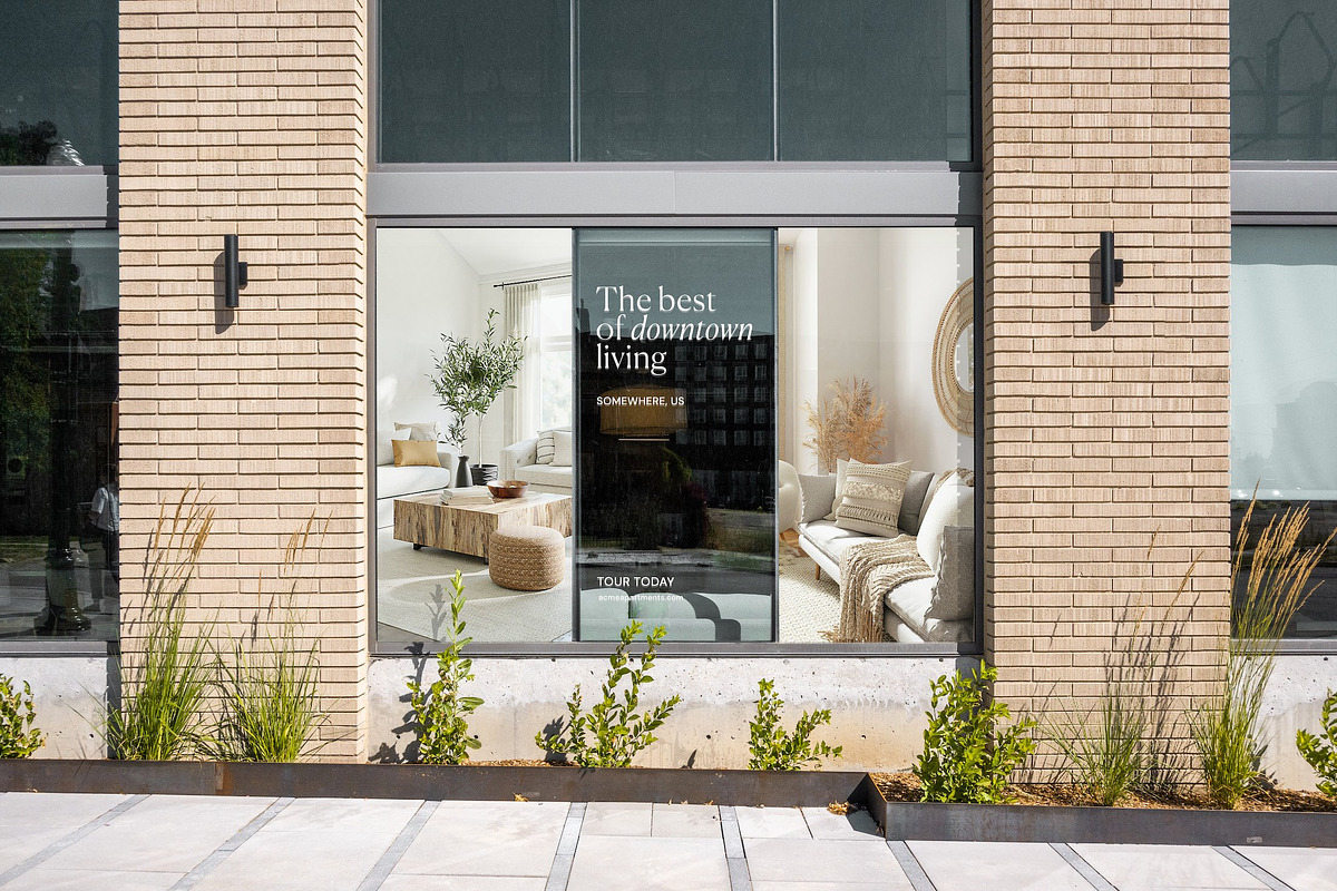 Realistic Window Decal Mockup PSD