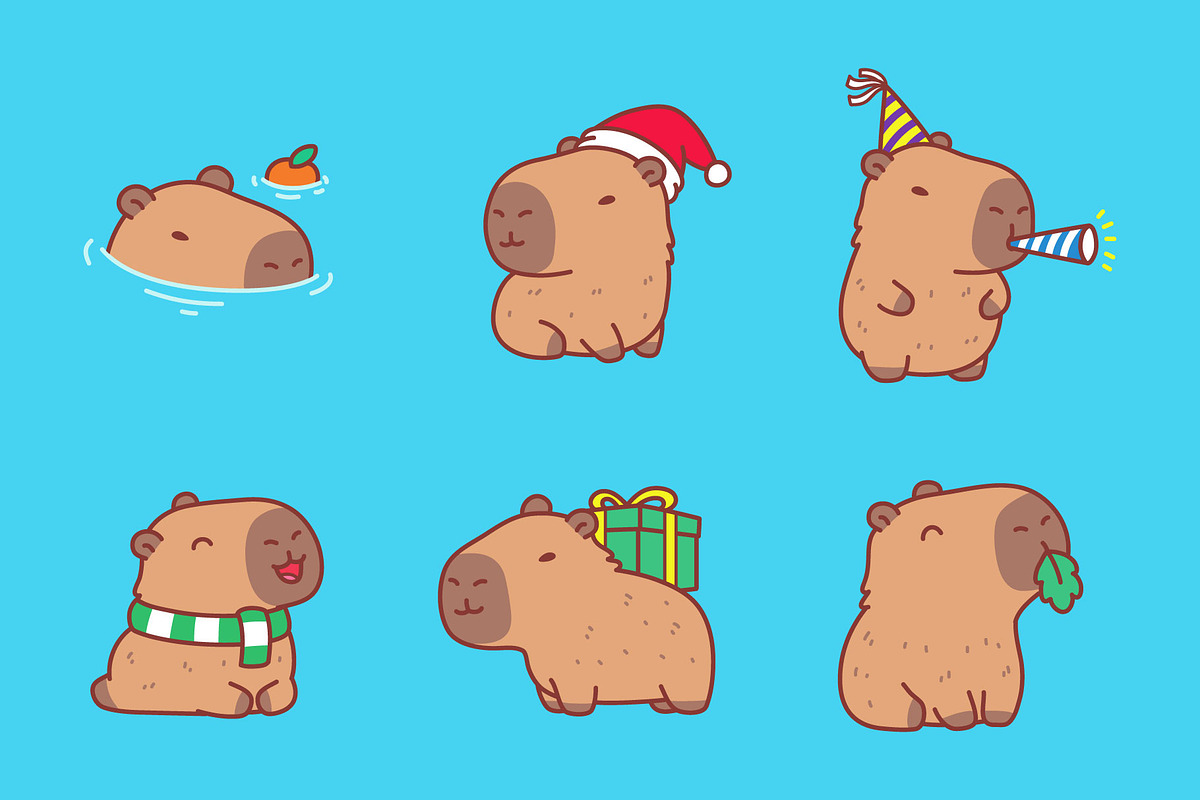 Cute Capybara Clipart Illustration, an Animal Illustration by Rafiart26