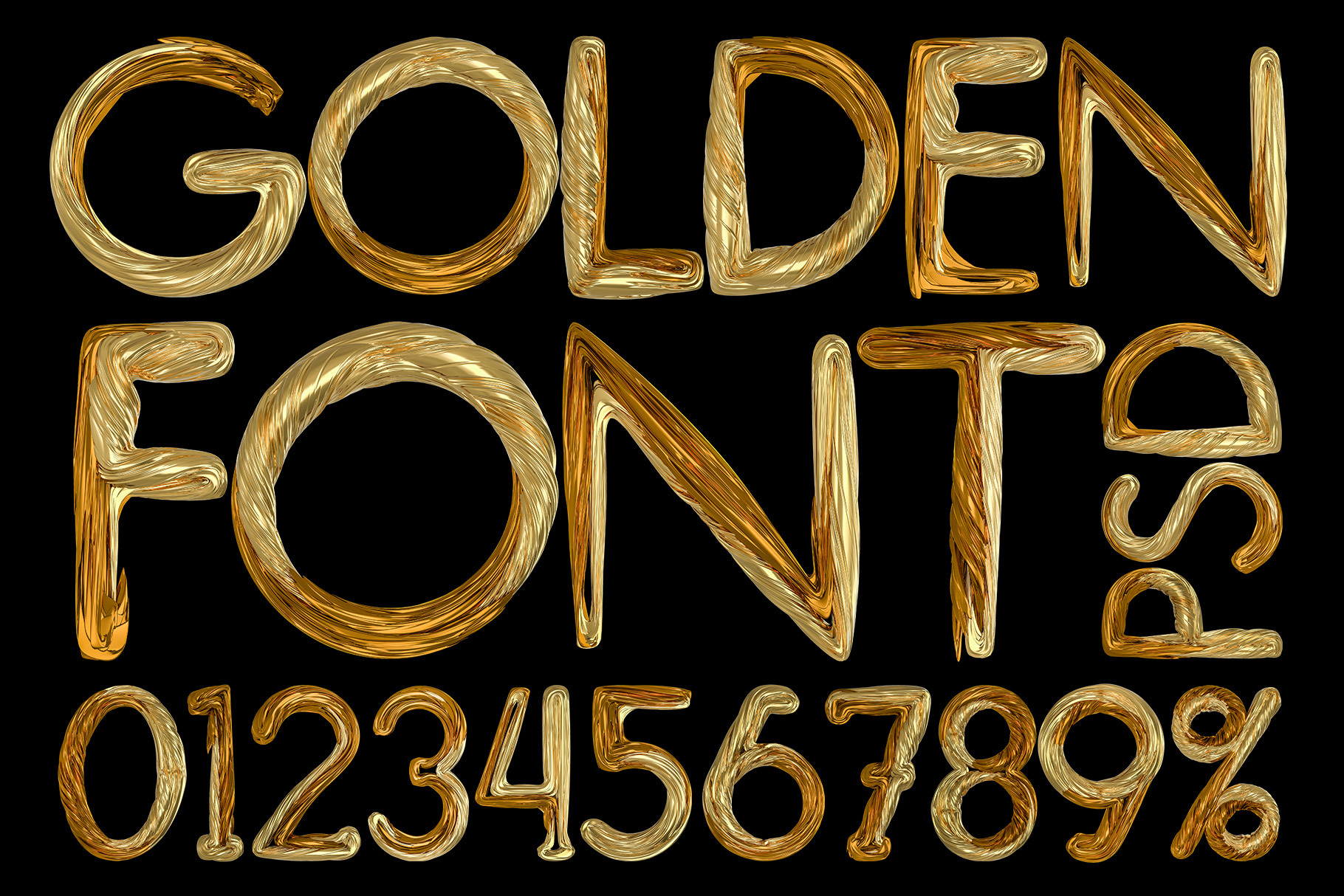 Golden font. PSD, an Icon by 3D Graphics Shop