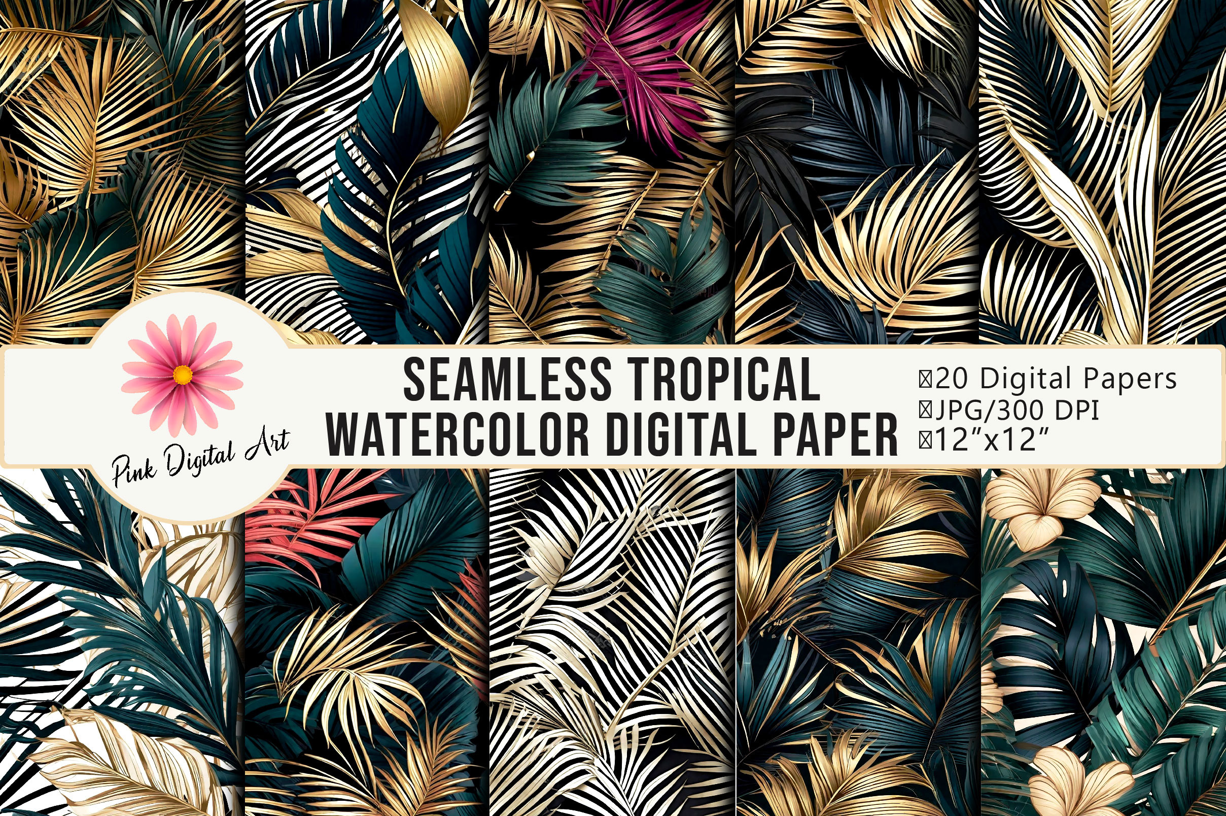 Seamless Tropical Digital Paper, a Work Illustration by Craft Nest
