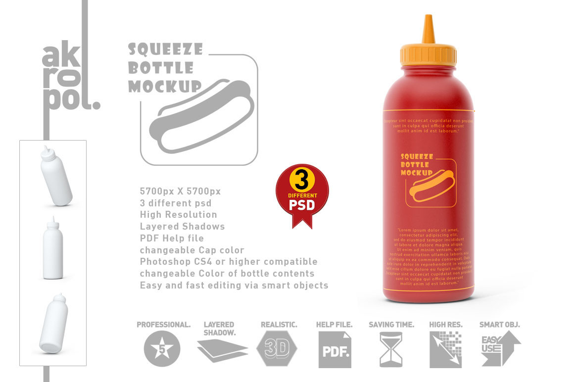 Squeeze Bottle Mockup, a Product Mockup by akropol