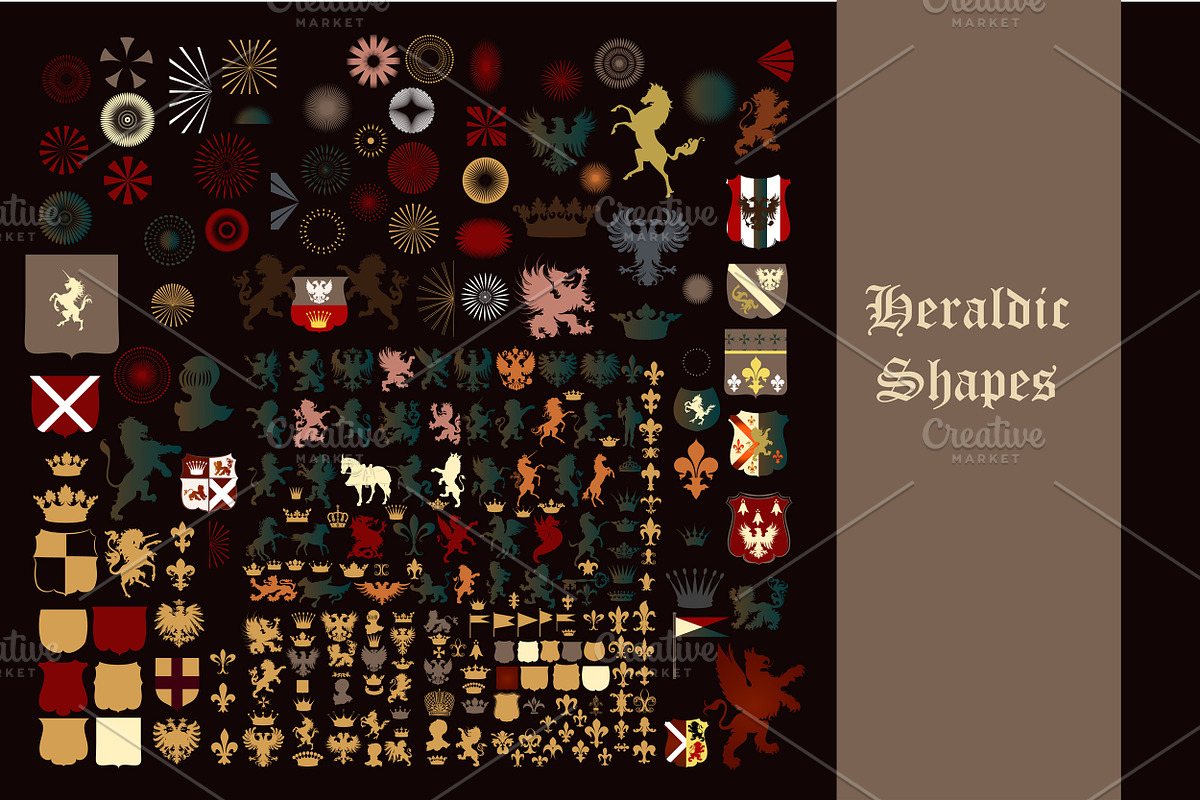 Vector heraldic shapes set, an Object Graphic by FleurArt