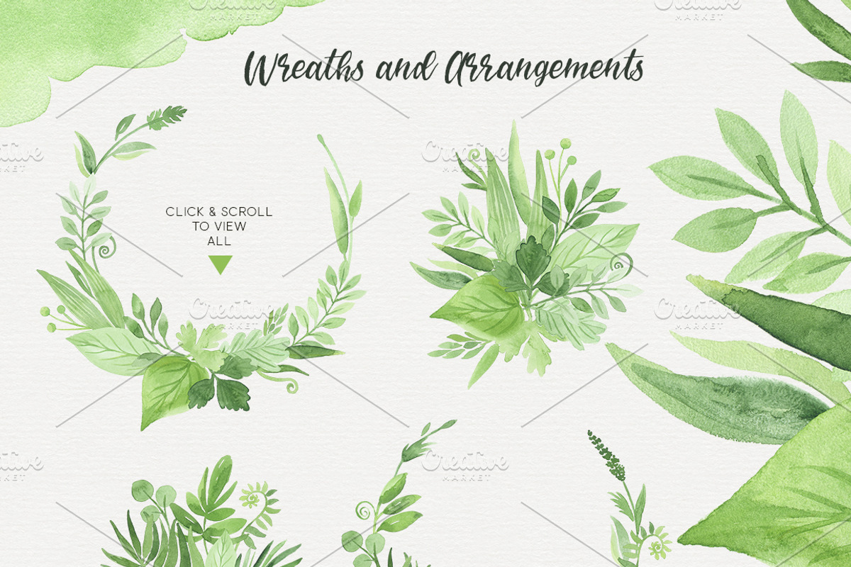 Magic Greenery Design kit watercolor, a Texture Illustration by ...
