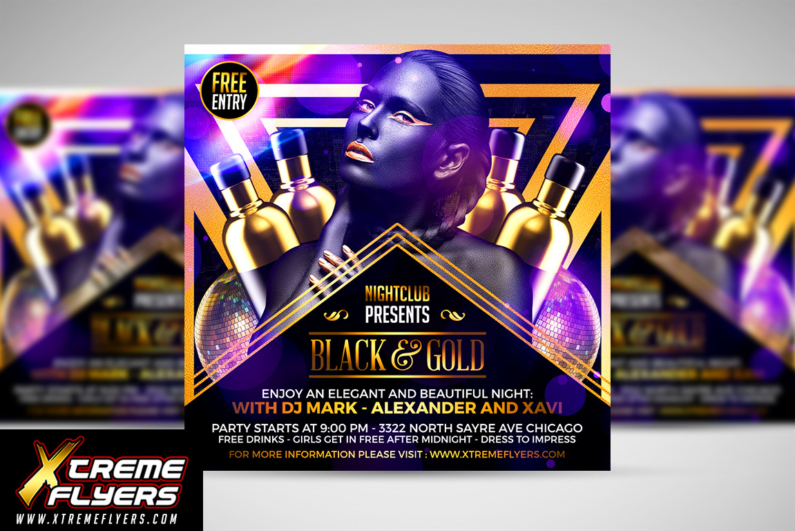Black and Gold Flyer Template, a Flyer Template by XtremeFlyers