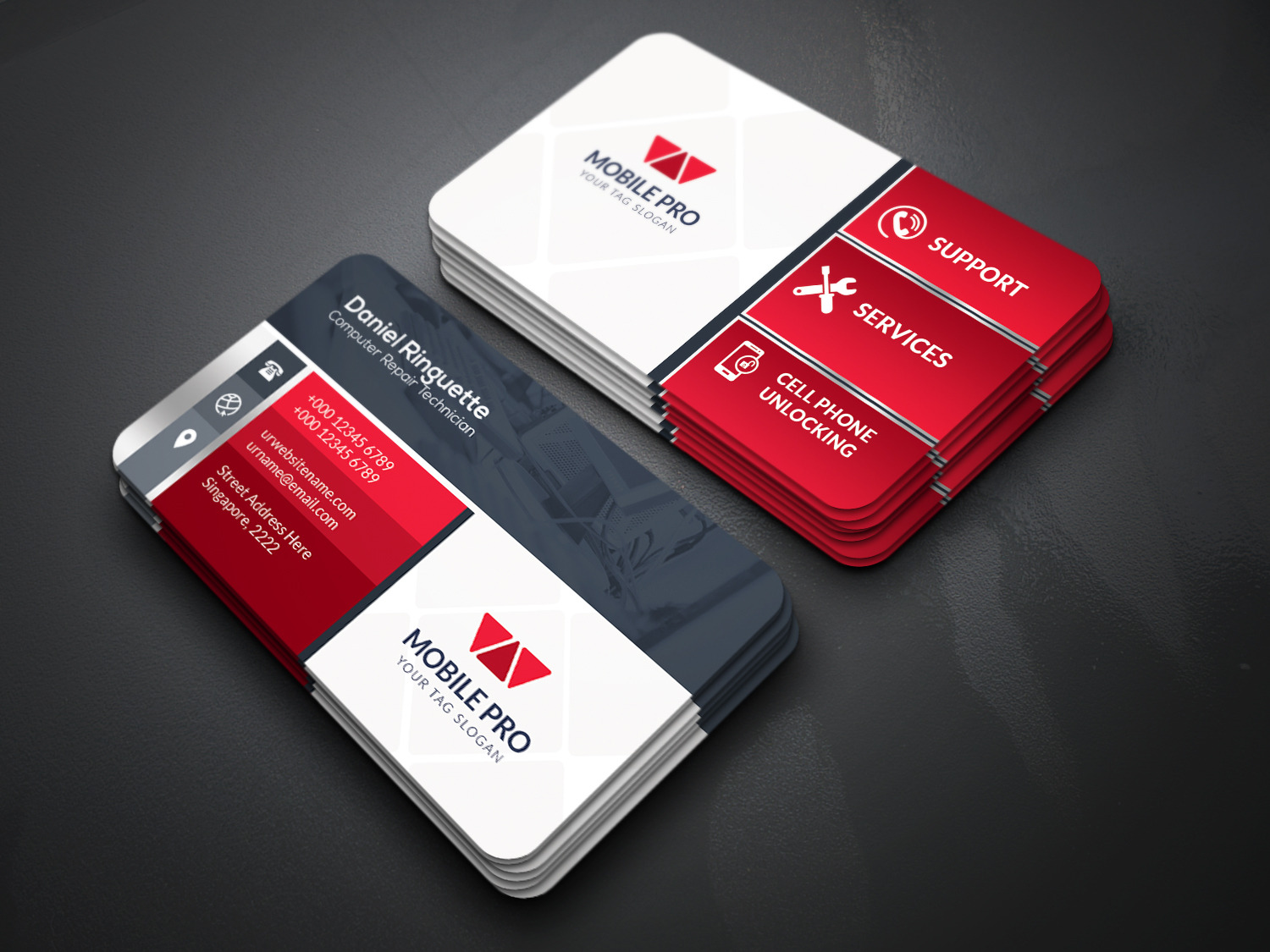 Mobile Repair Business Card, a Business Card Template by Genereux Art